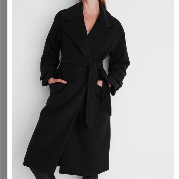Express | Jackets & Coats | Belted Wrap Front Faux Wool Coat Express ...